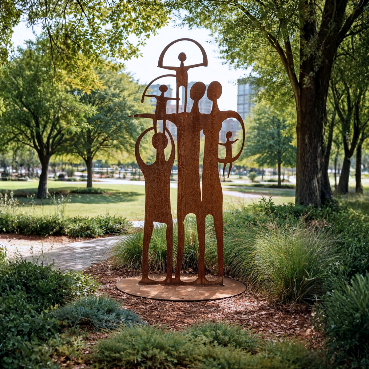 Family Group Sculpture - Metal Outdoor Art - Cricket Forge