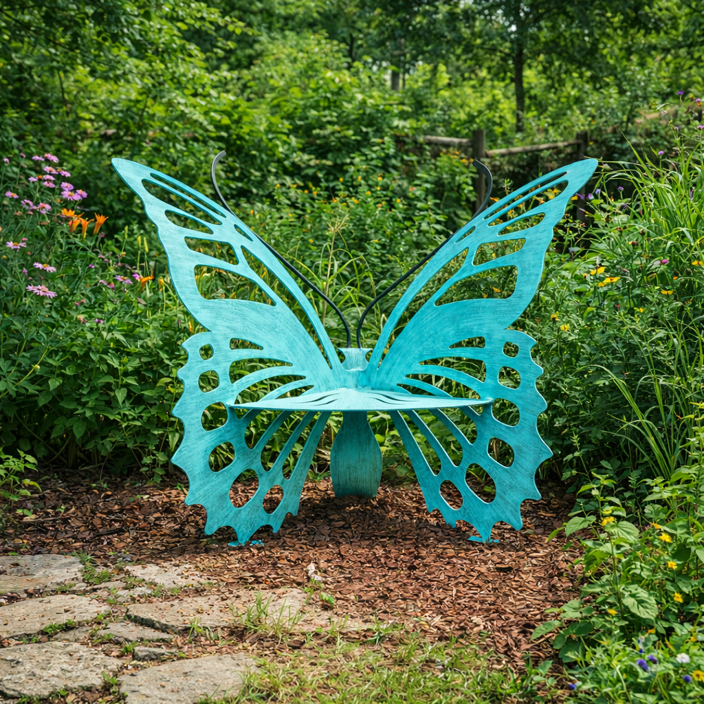Butterfly Bench - Metal Garden Benches - Cricket Forge