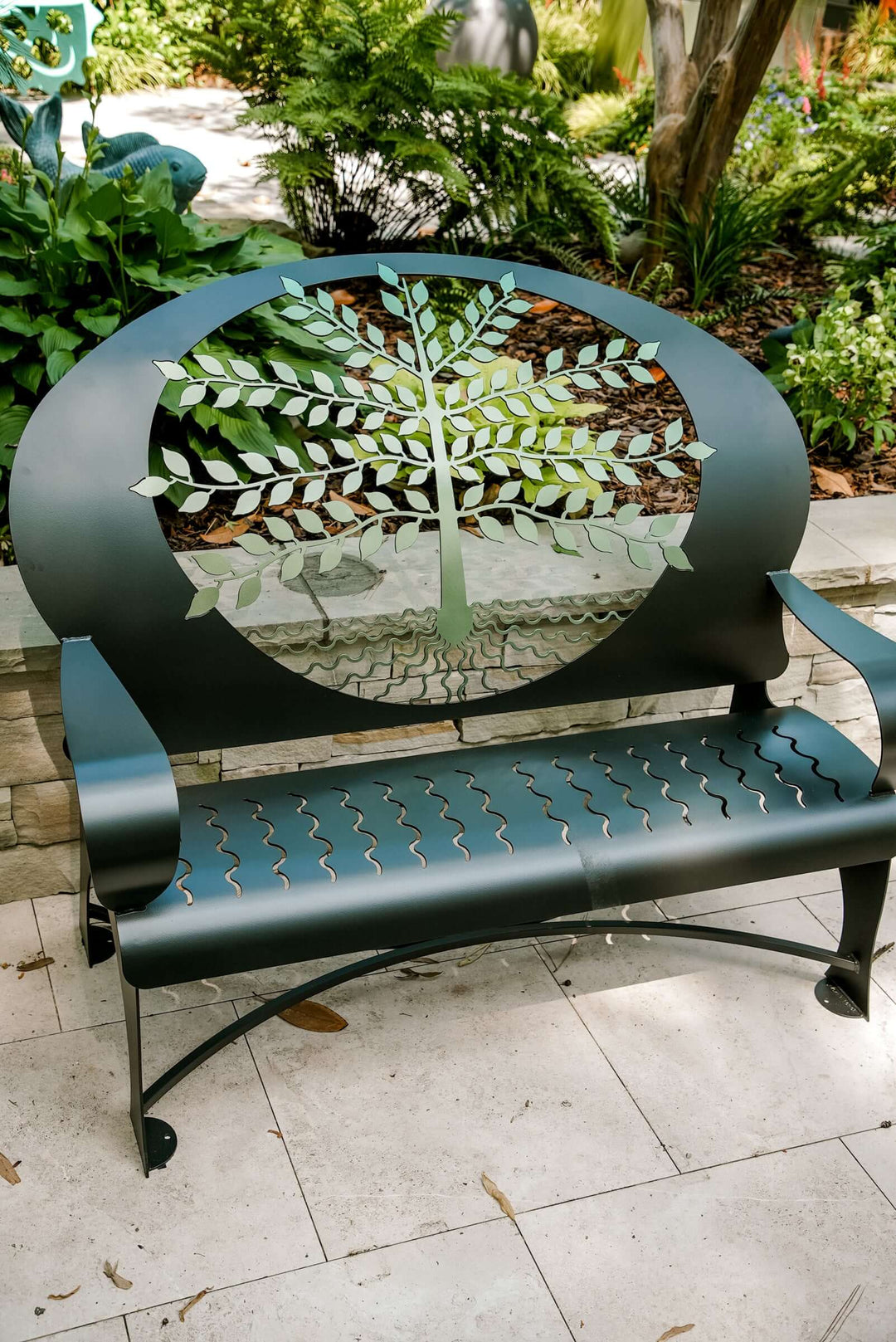 Metal Garden Bench - Tree of Life Bench - Cricket Forge