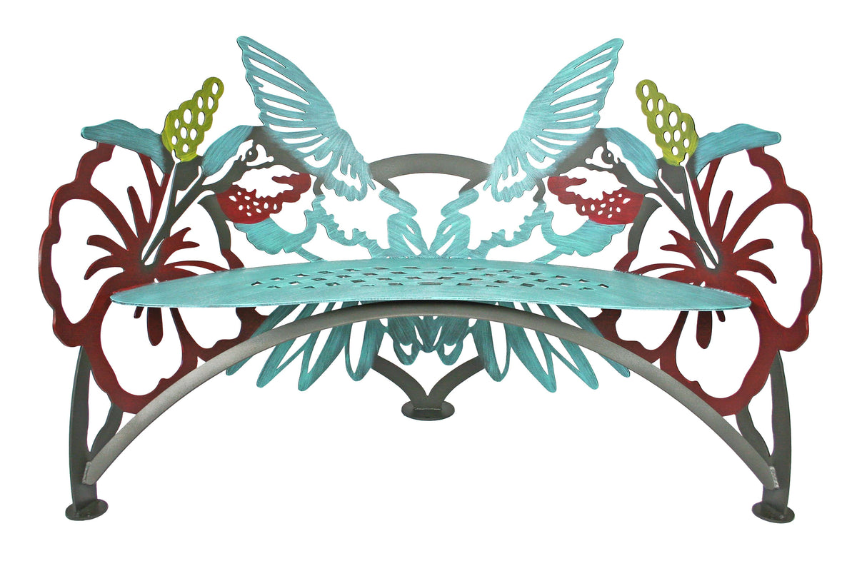 Metal Garden Bench - Hummingbird Bench - Cricket Forge